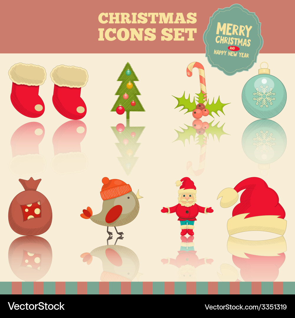 Christmas icons set Royalty Free Vector Image - VectorStock