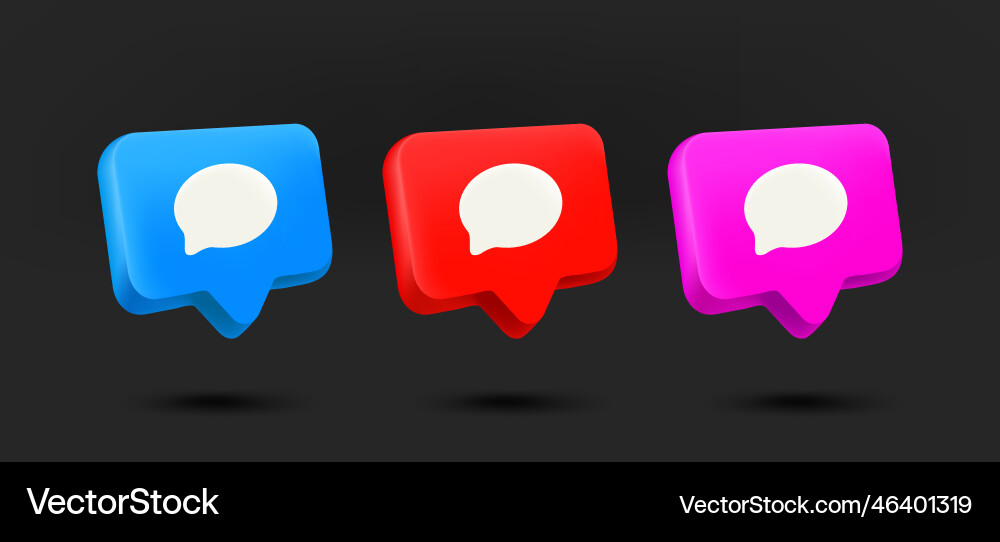 Color speech cloud icons collection 3d isolated Vector Image