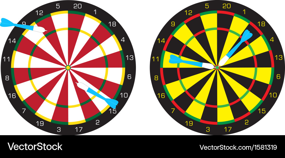 Dart boards and darts Royalty Free Vector Image