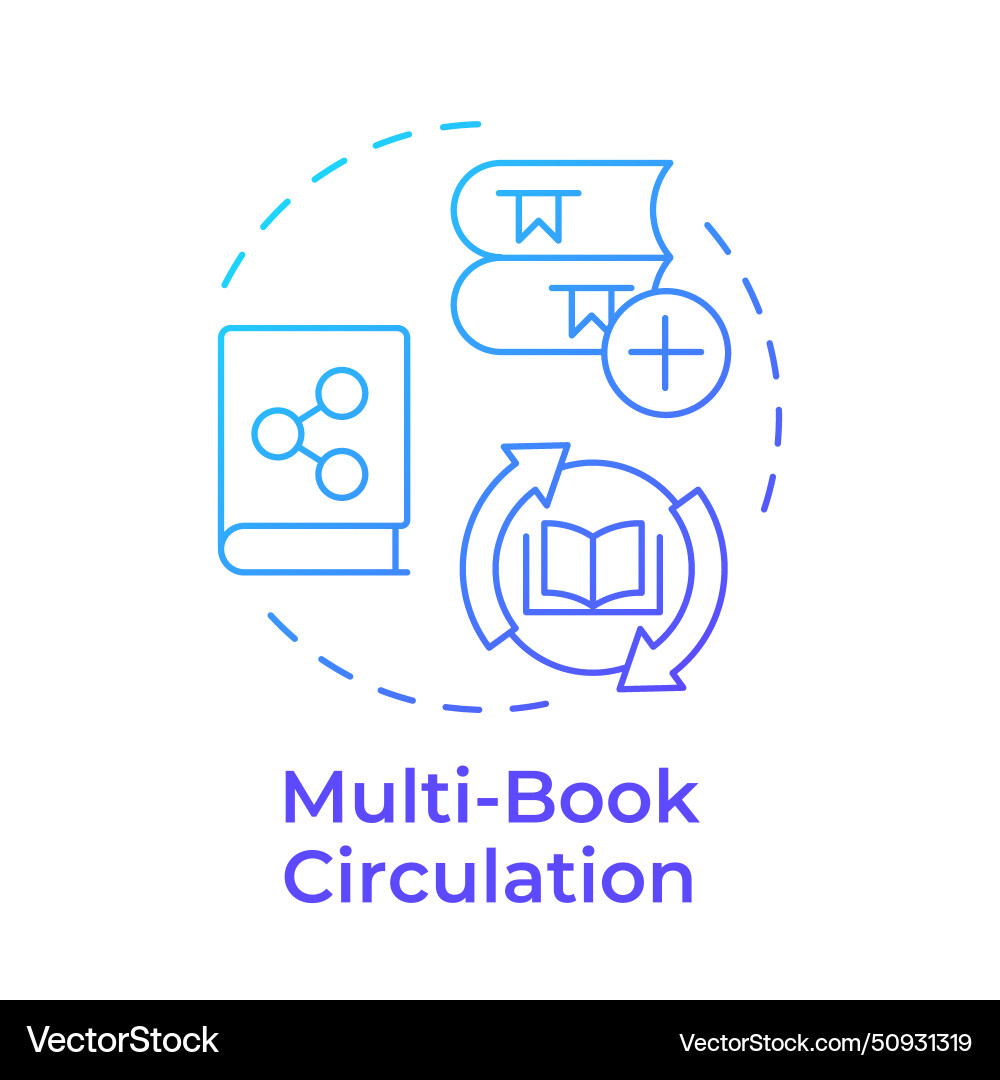 Multi-book circulation blue gradient concept icon Vector Image