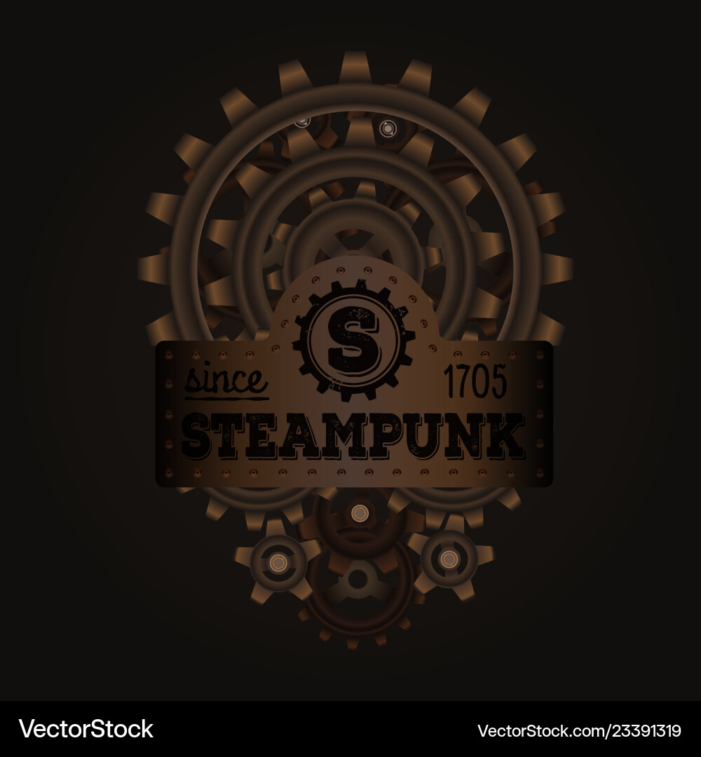 Steampunk style emblem Royalty Free Vector Image