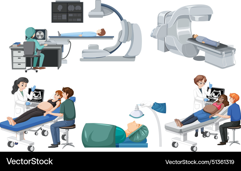 Various medical procedures Royalty Free Vector Image