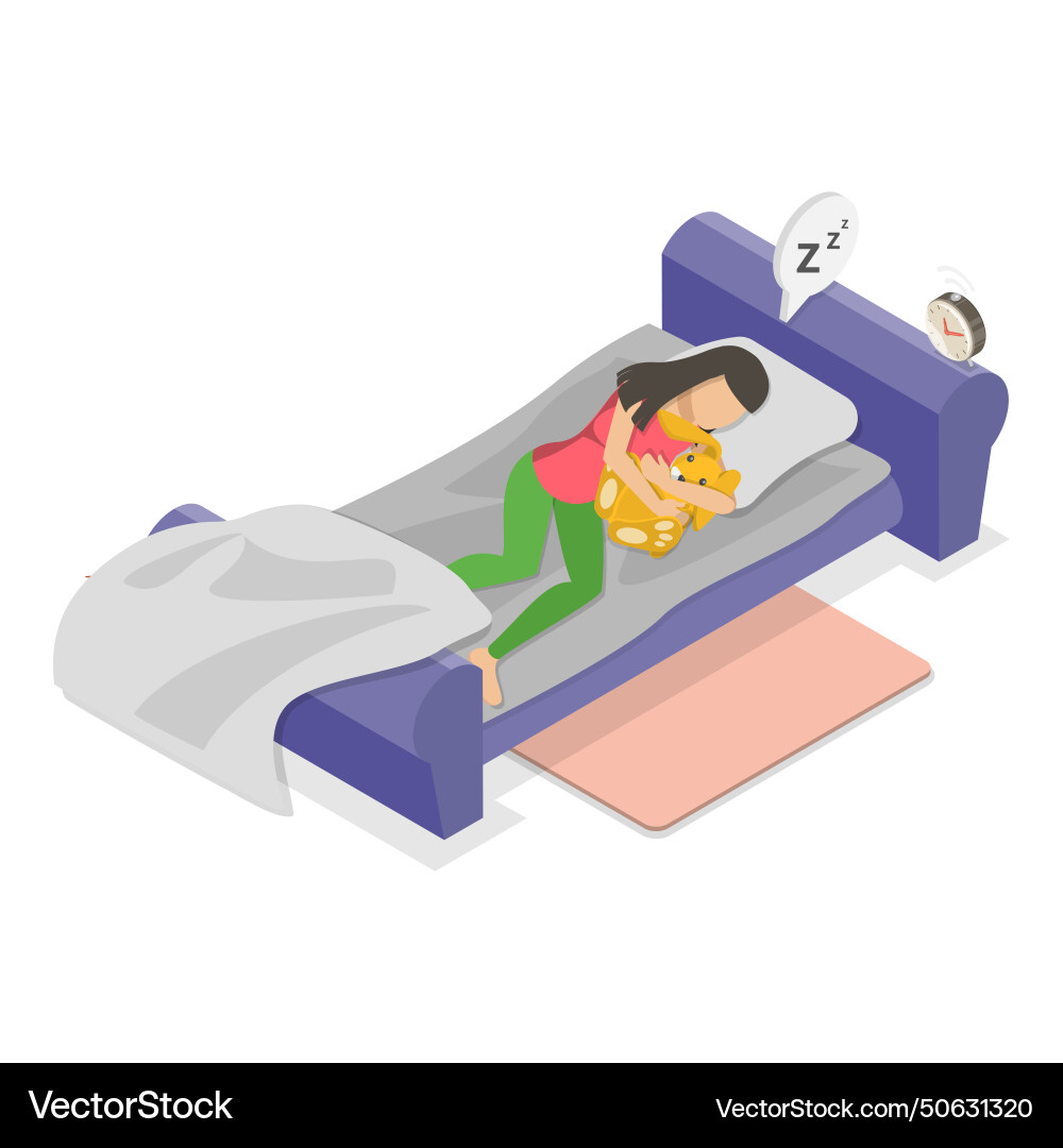 3d isometric flat of sleepy Royalty Free Vector Image