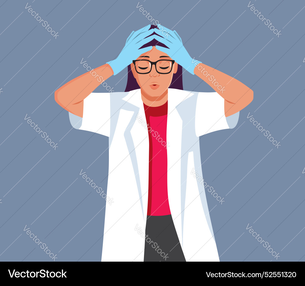 Exasperated doctor suffering from burnout Vector Image
