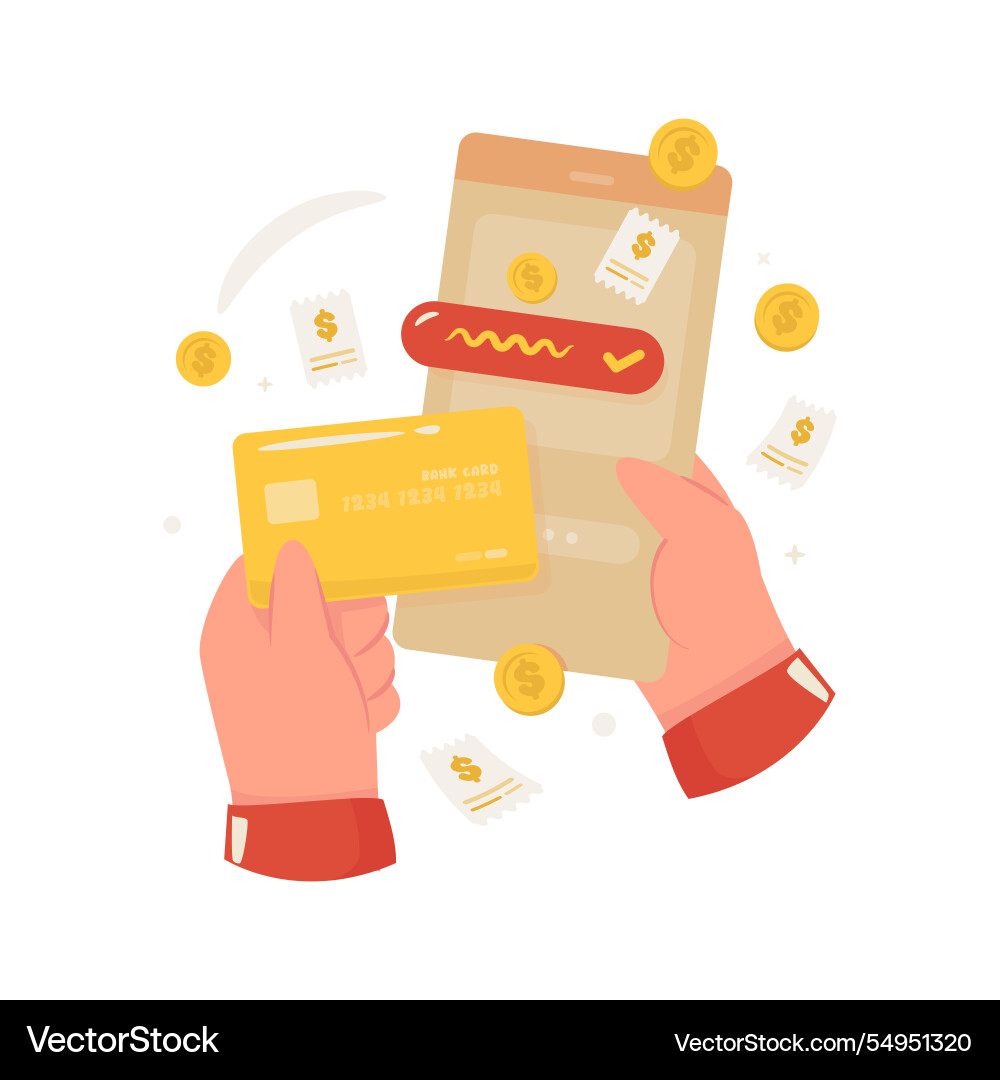 Flat design of cashless payment transactions Vector Image