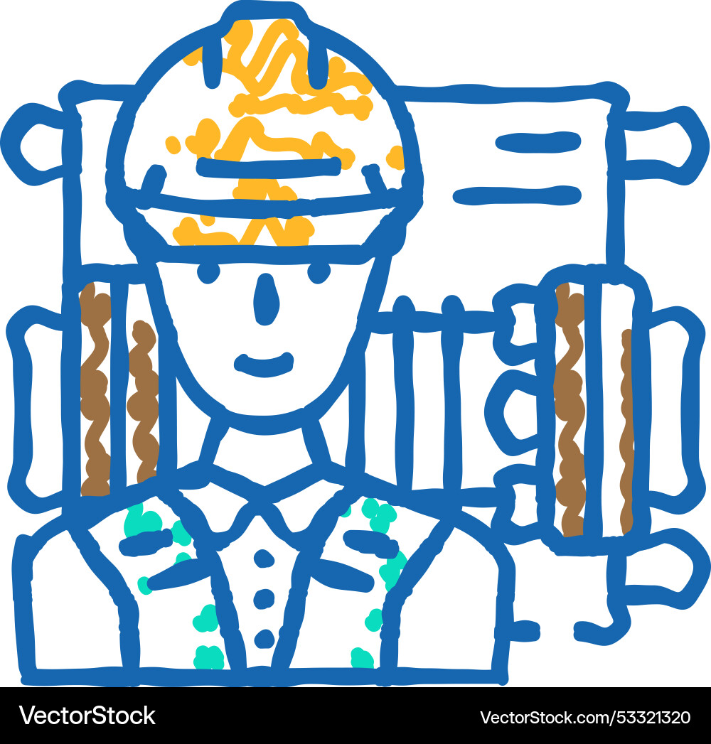 Millwright repair worker icon doodle Royalty Free Vector