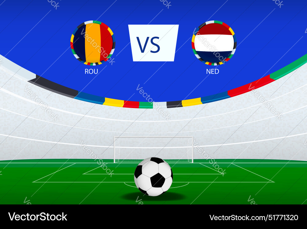 Stadium for football match between romania vs Vector Image