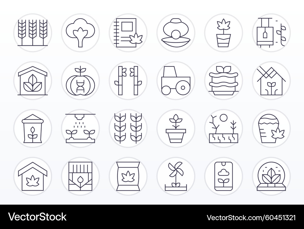 24 256x256 icons for cultivation in pixel Vector Image