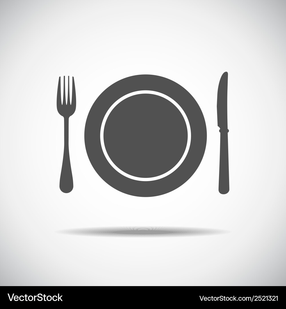 Cutlery Icons - Knife, Fork, Plate Royalty Free Vector Image