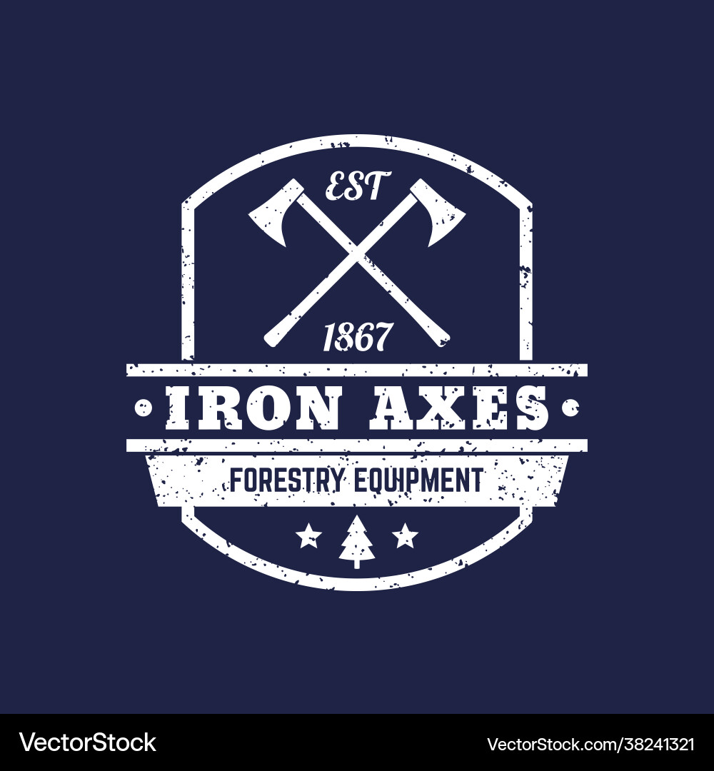 Forestry equipment logo vintage emblem with axes Vector Image