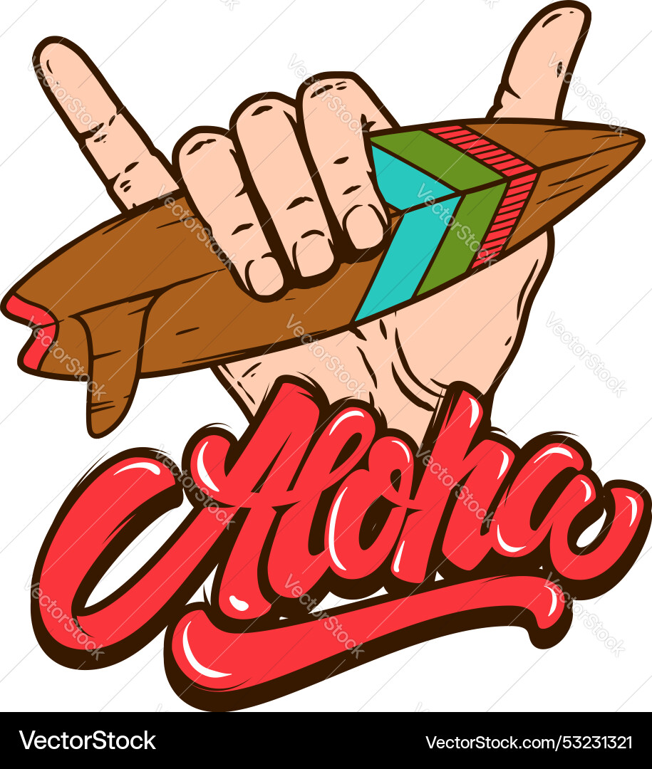Hand with shaka sign aloha surfers hand with Vector Image