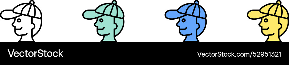 Man icon outline green blue and yellow style Vector Image