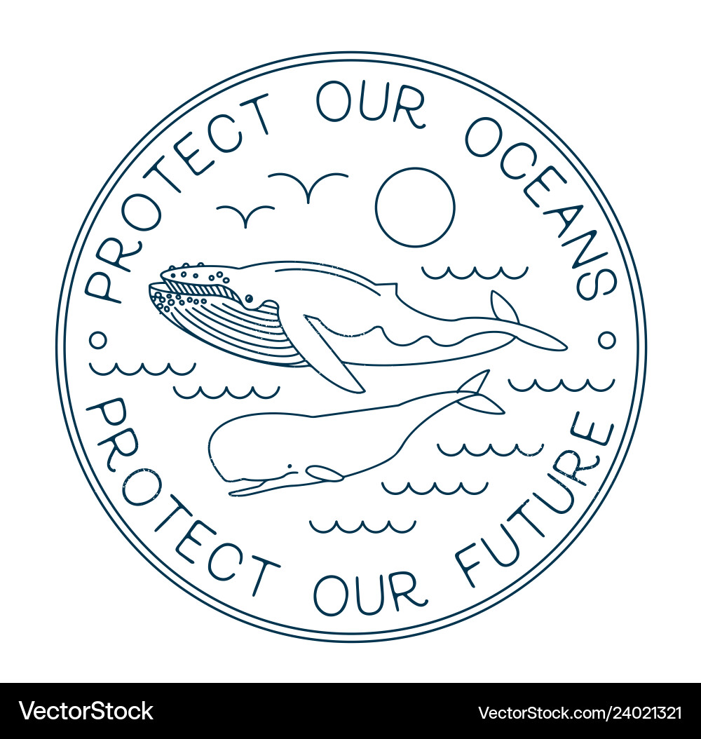Protect our ocean future logo Royalty Free Vector Image