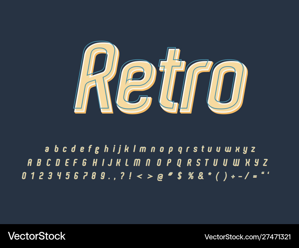 Retro font and alphabet stock Royalty Free Vector Image