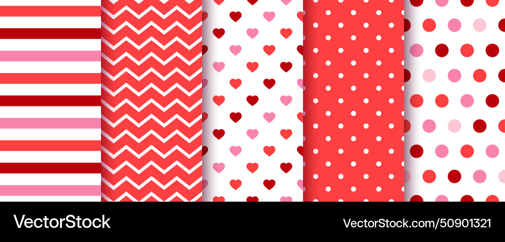 Valentine day background seamless pattern set Vector Image