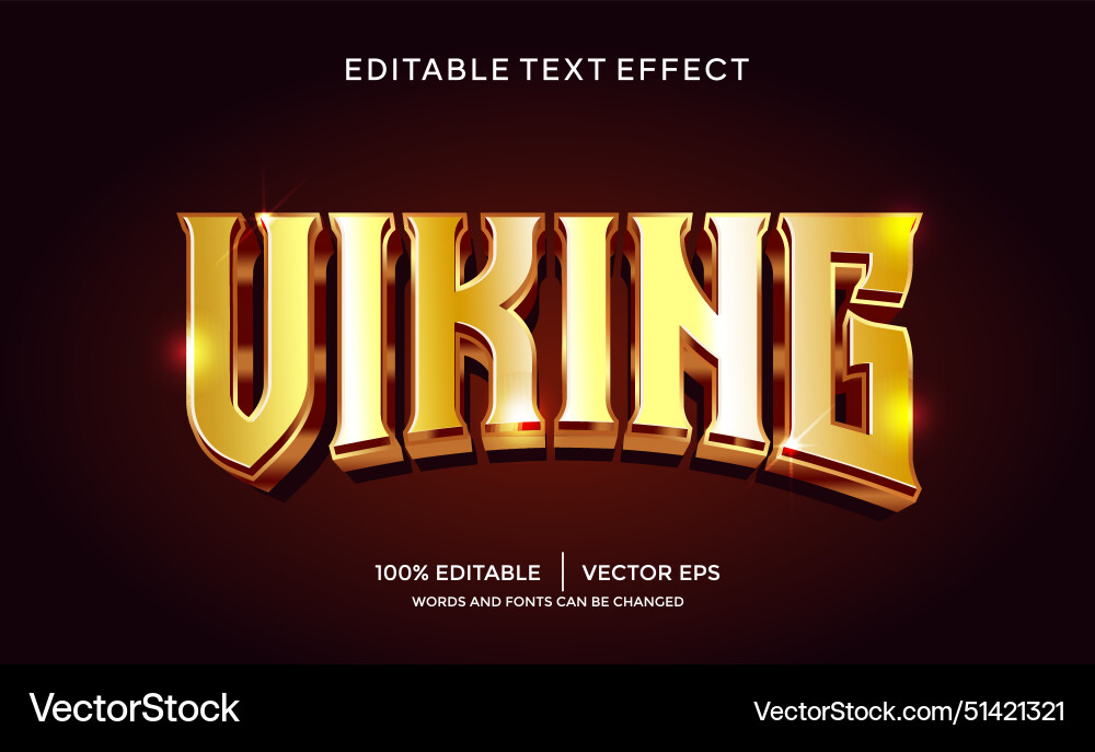 Viking 3d text effect template Royalty Free Vector Image