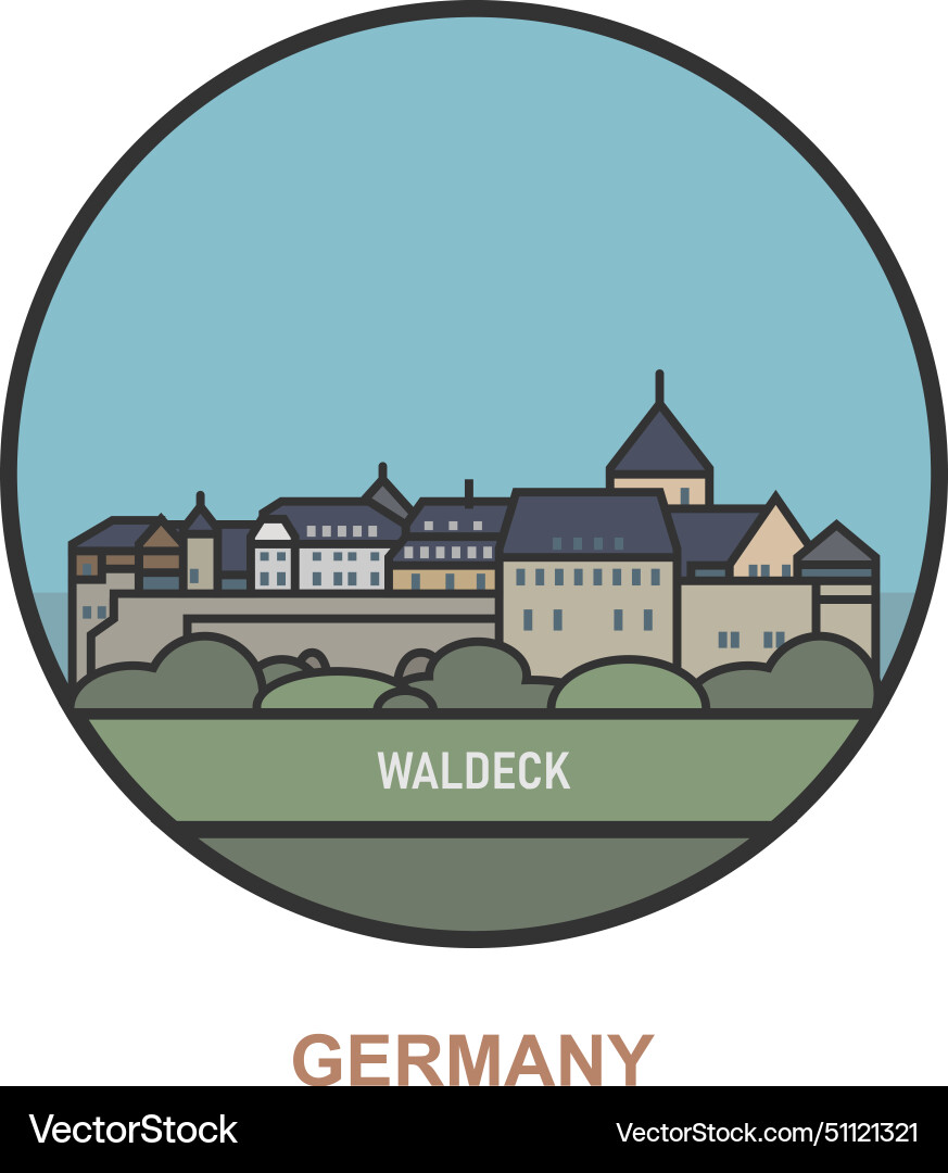 Waldeck cities and towns in germany Royalty Free Vector
