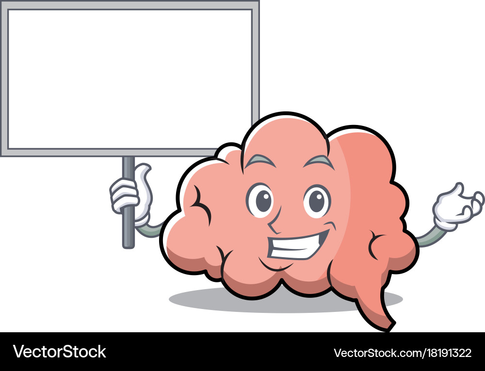 Bring board brain character cartoon mascot Vector Image