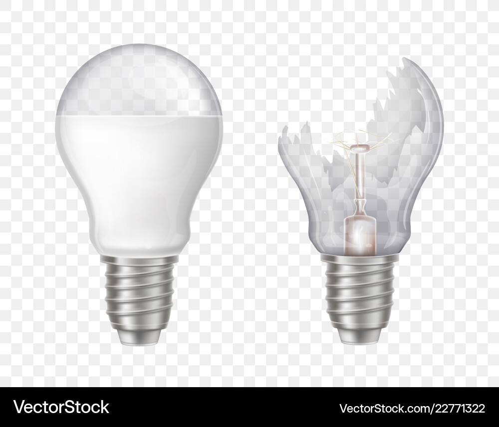 Broken LED Lightbulbs - Shattered Glass Royalty Free Vector