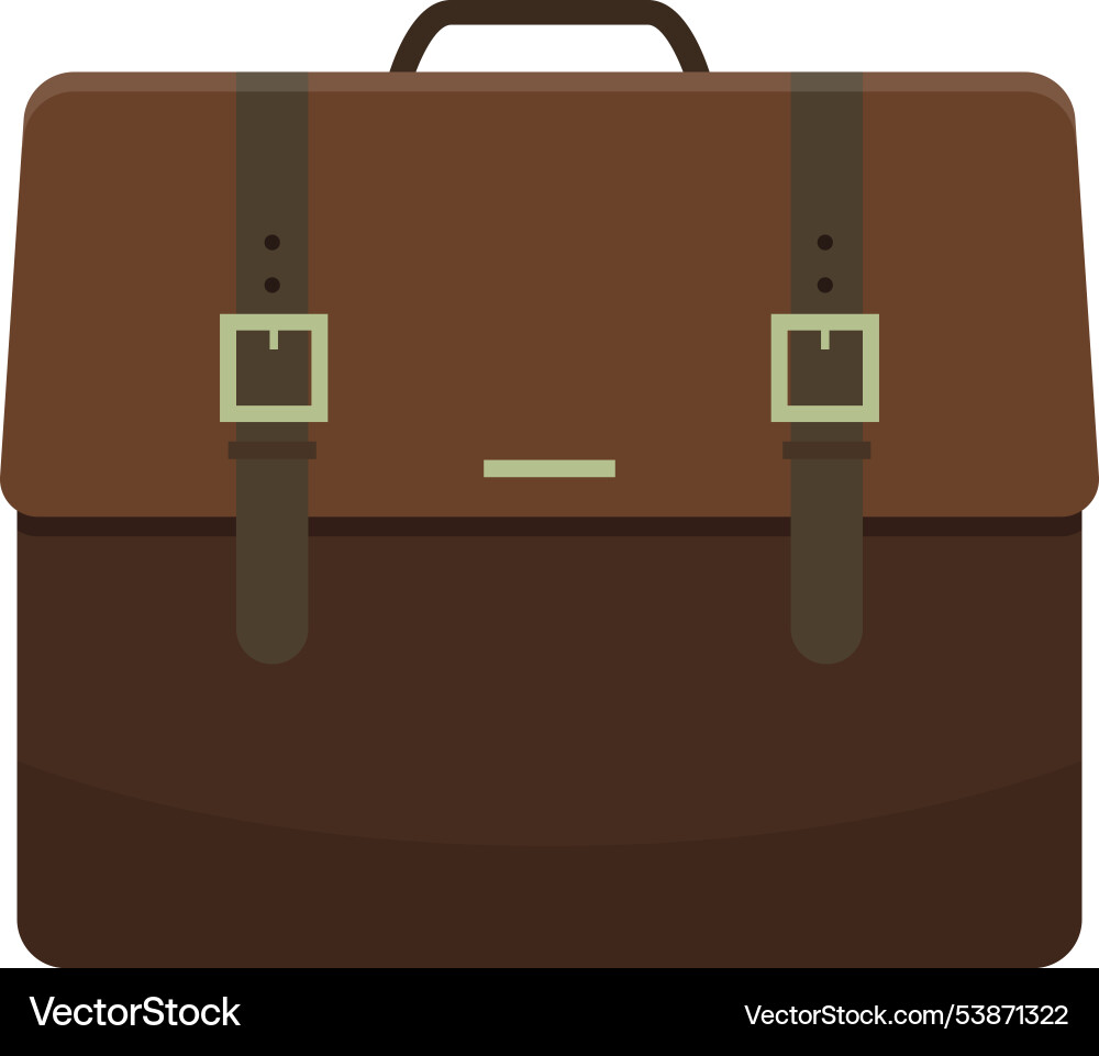Classic brown leather briefcase with buckle Vector Image