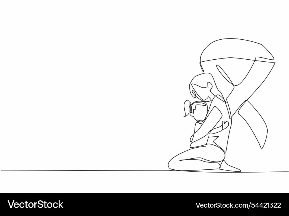 Kontinuierliche eine Linie die eine Mutter kniet Vektorbild