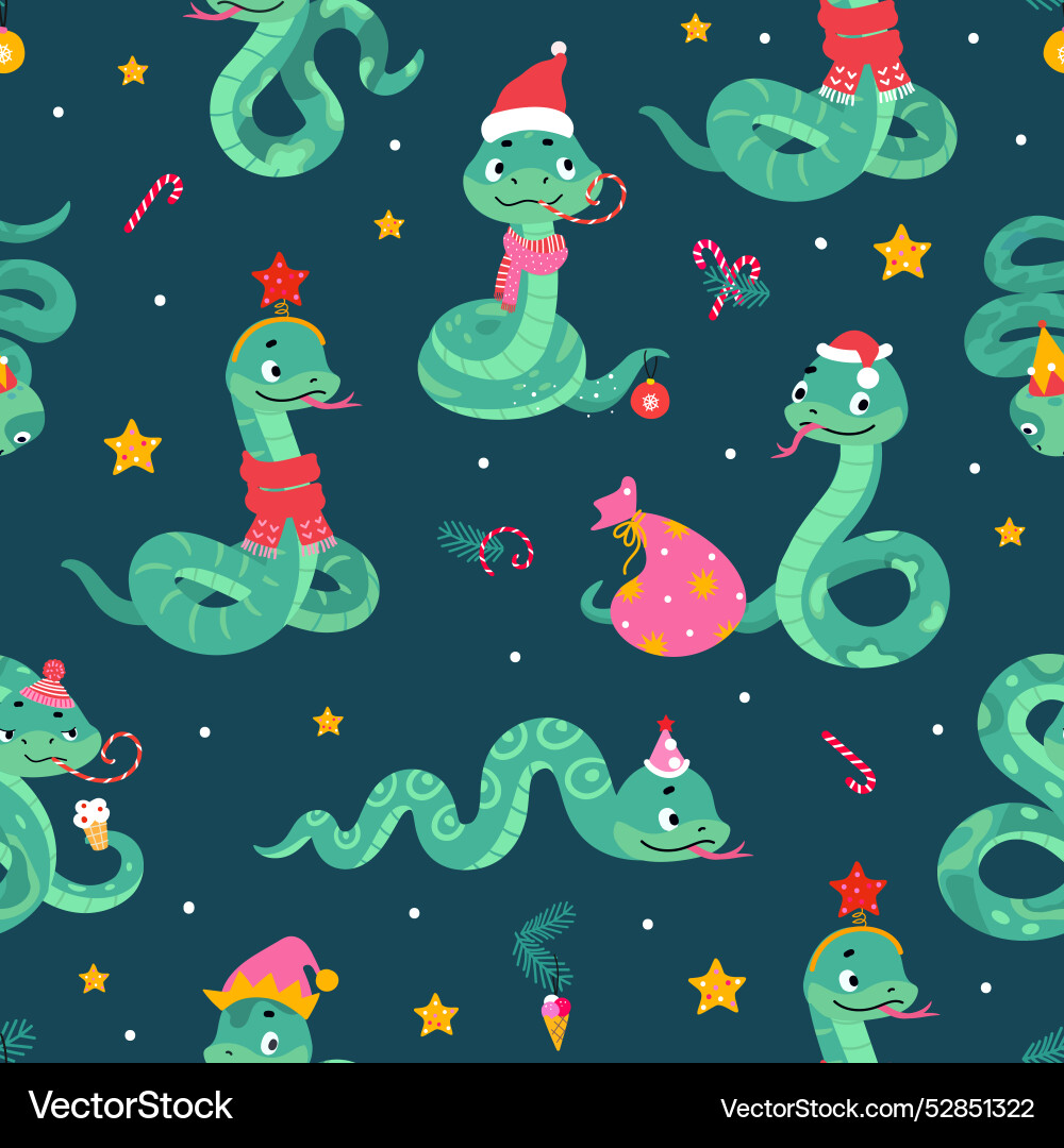 Cute snakes seamless pattern year Royalty Free Vector Image
