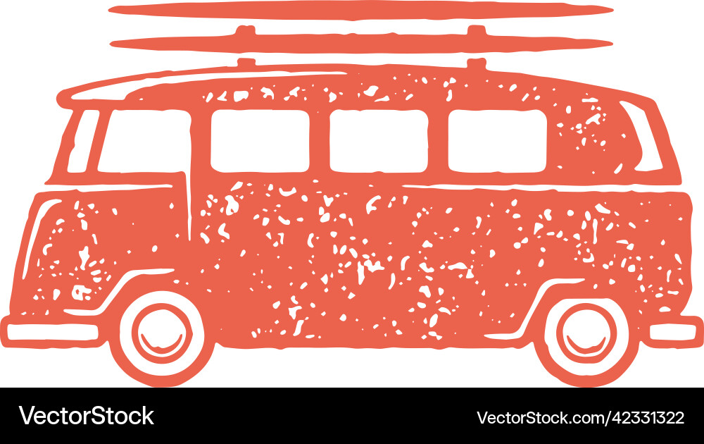 Hand drawn surfer bus with surfboards side view Vector Image
