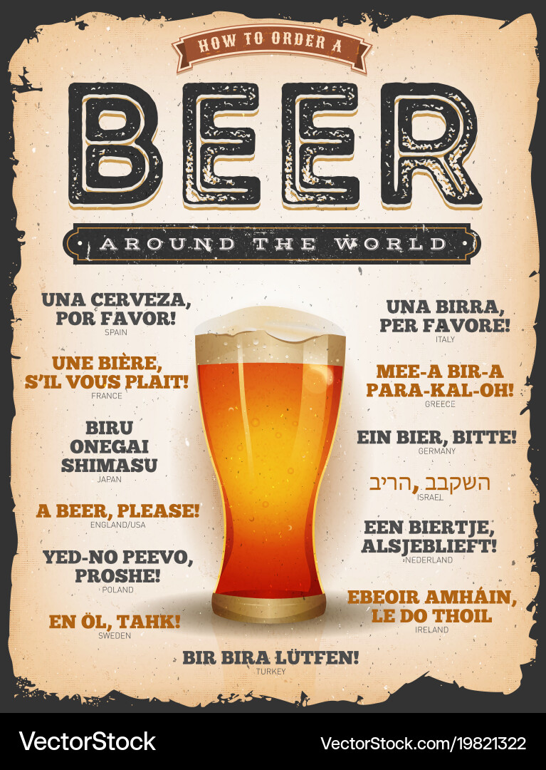 How to order a beer around the world Royalty Free Vector