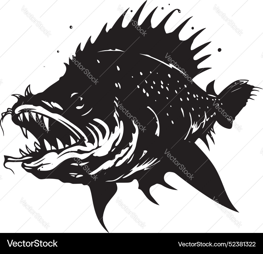 Malevolent monster evil angler fish iconography Vector Image