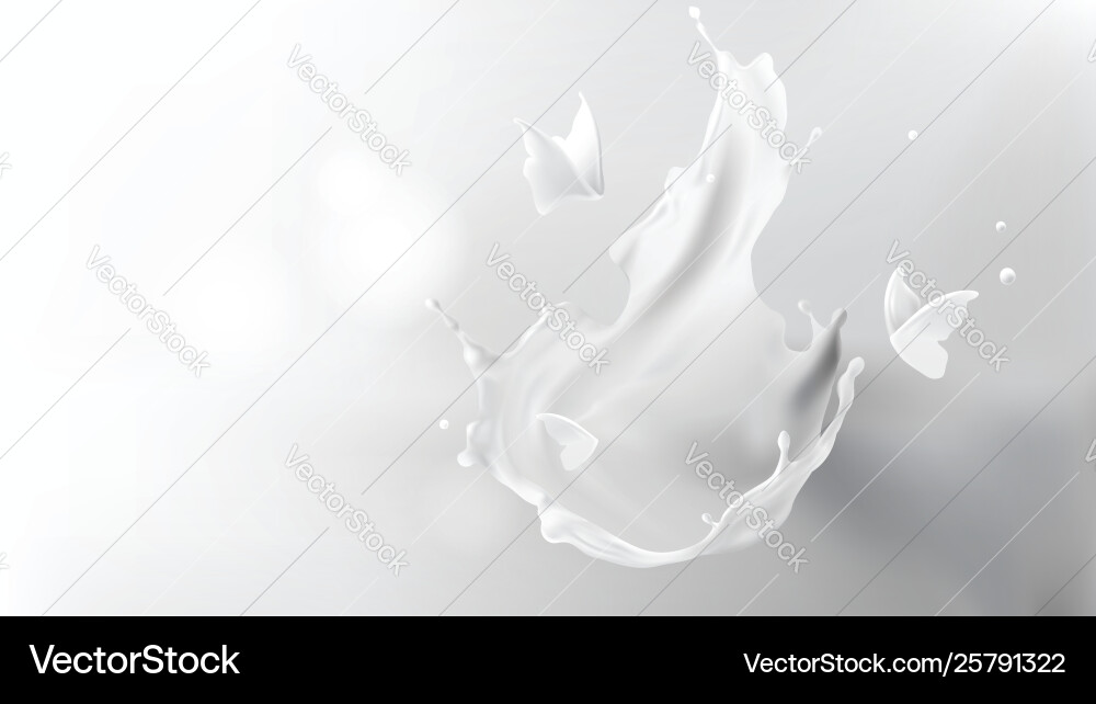 Milk splash crown shape and butterfly silhouettes Vector Image