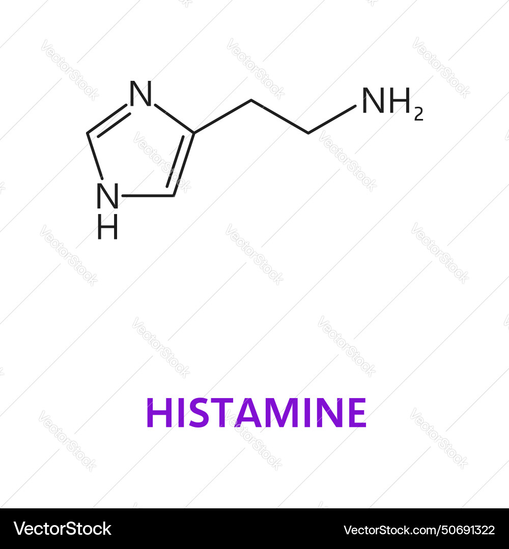 Neurotransmitter histamine chemical formula Vector Image