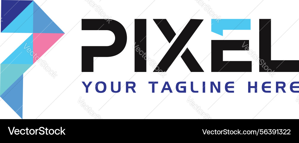 Pixel logo with geometric triangle p letter Vector Image