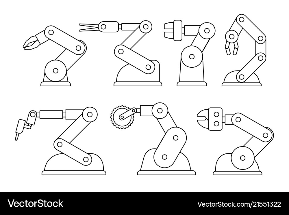 Set of robotic arms Royalty Free Vector Image - VectorStock
