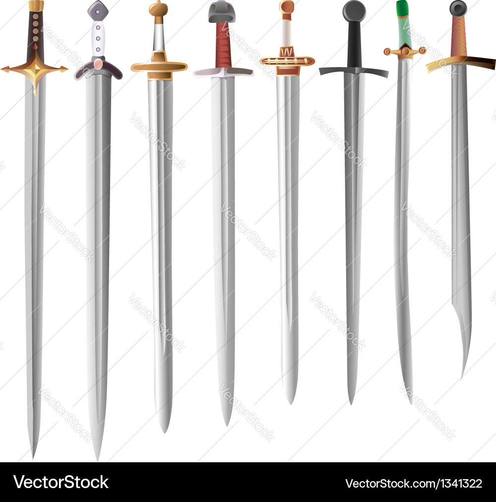 Set of swords Royalty Free Vector Image - VectorStock