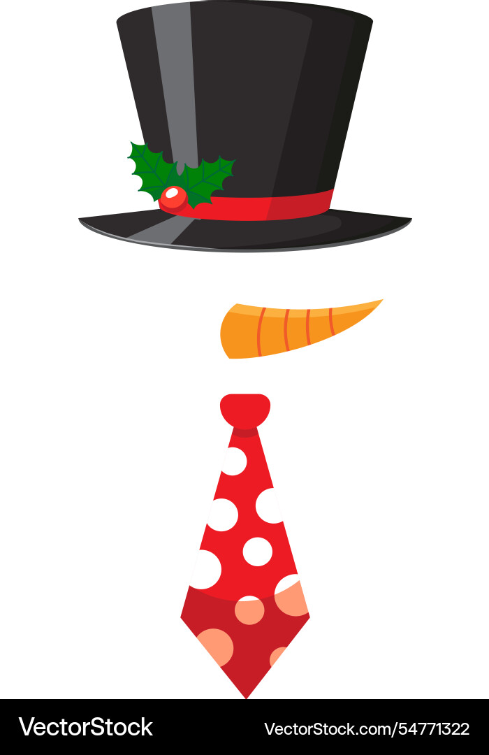 Snowman face accessories featuring a black top hat