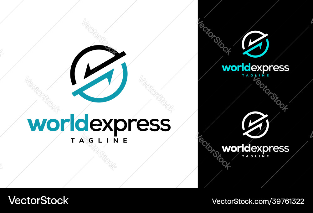Welt Express Lieferung Logo logistische Firma Vektorbild