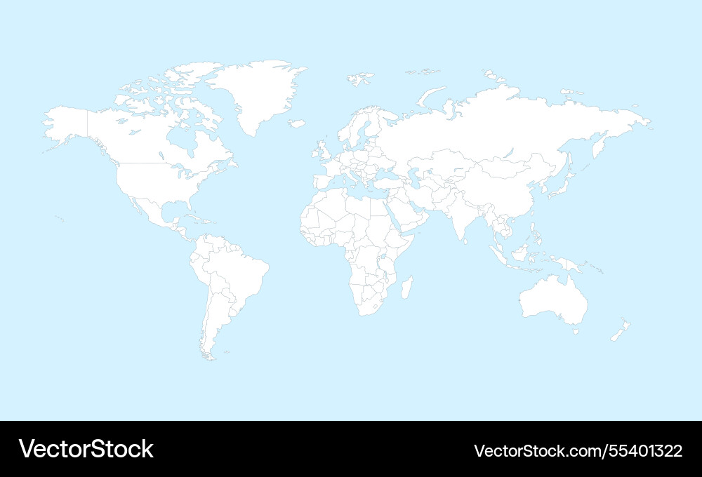 World map with countries borders outline Vector Image
