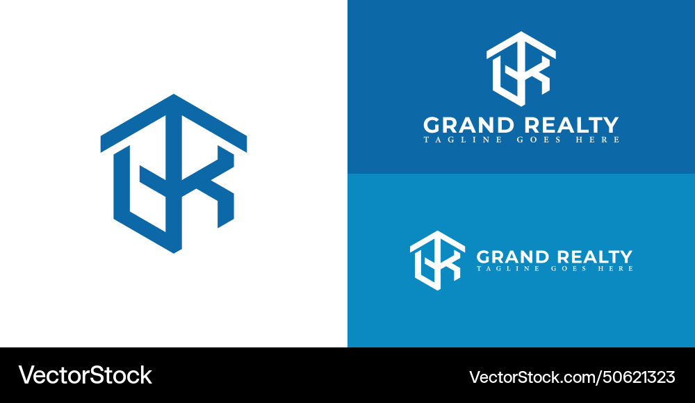 Abstract initial letter gr or rg logo in blue Vector Image