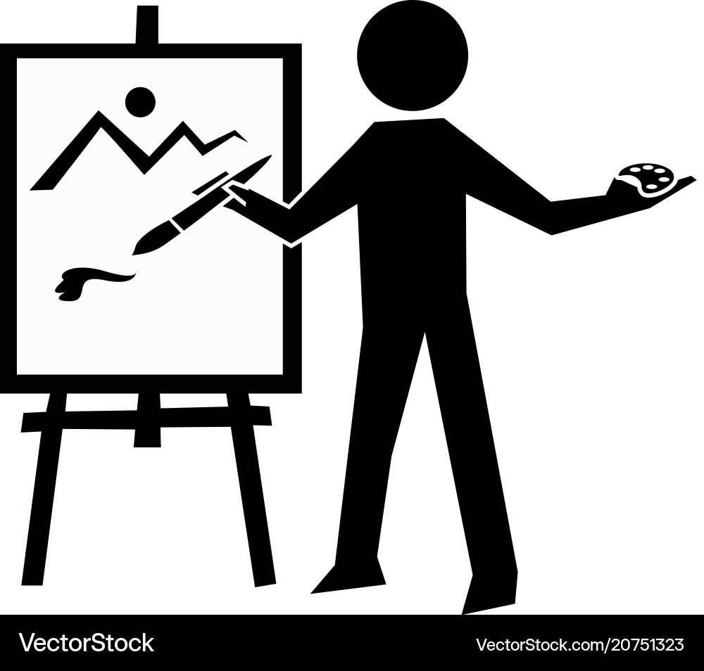 Artist icon simple drawing man Royalty Free Vector Image