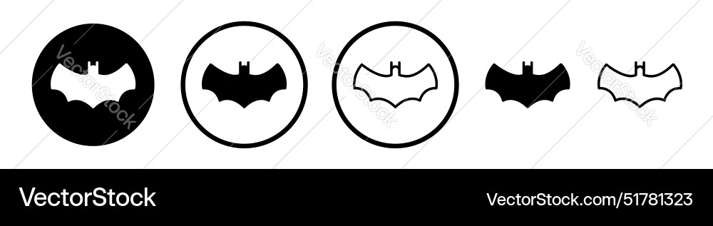 Bat icon set black filled and outlined style Vector Image