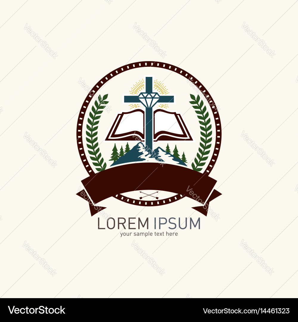 Christian logo with biblical symbols Royalty Free Vector