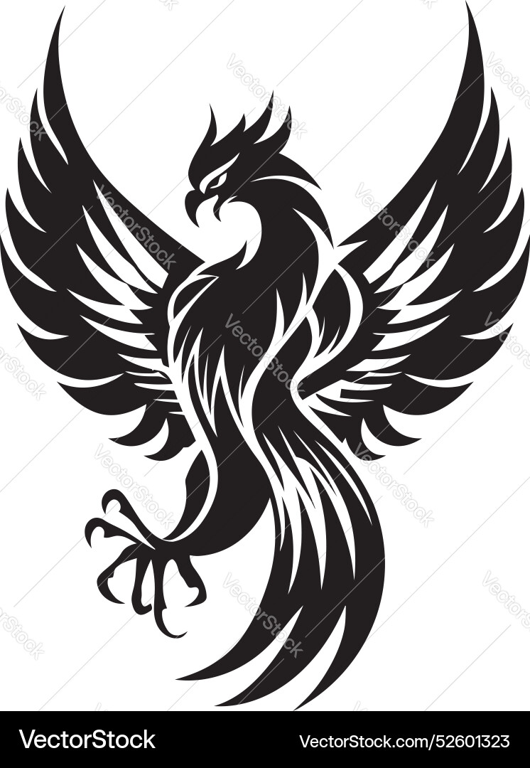 Cosmic guardian hand drawn phoenix symbol Vector Image
