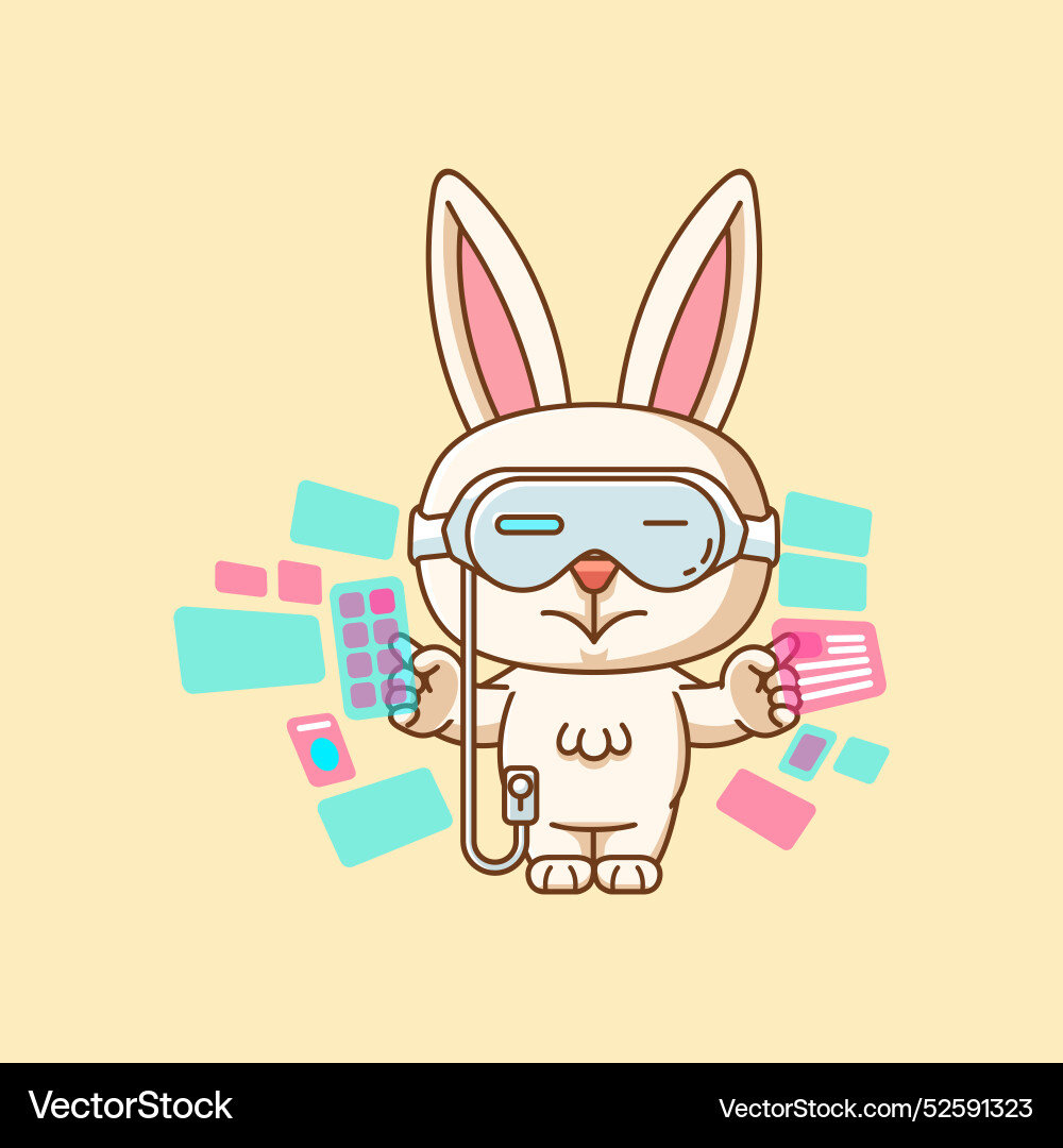 Cute rabbit interact virtual reality glasses vr Vector Image