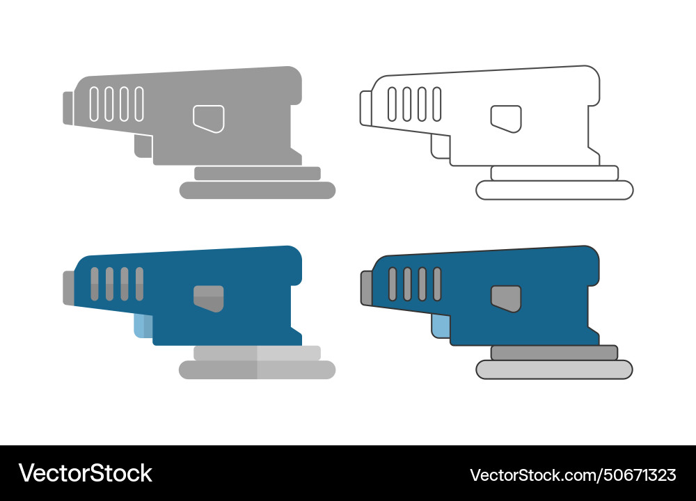 Disk sander colored flat line icon and silhouette Vector Image