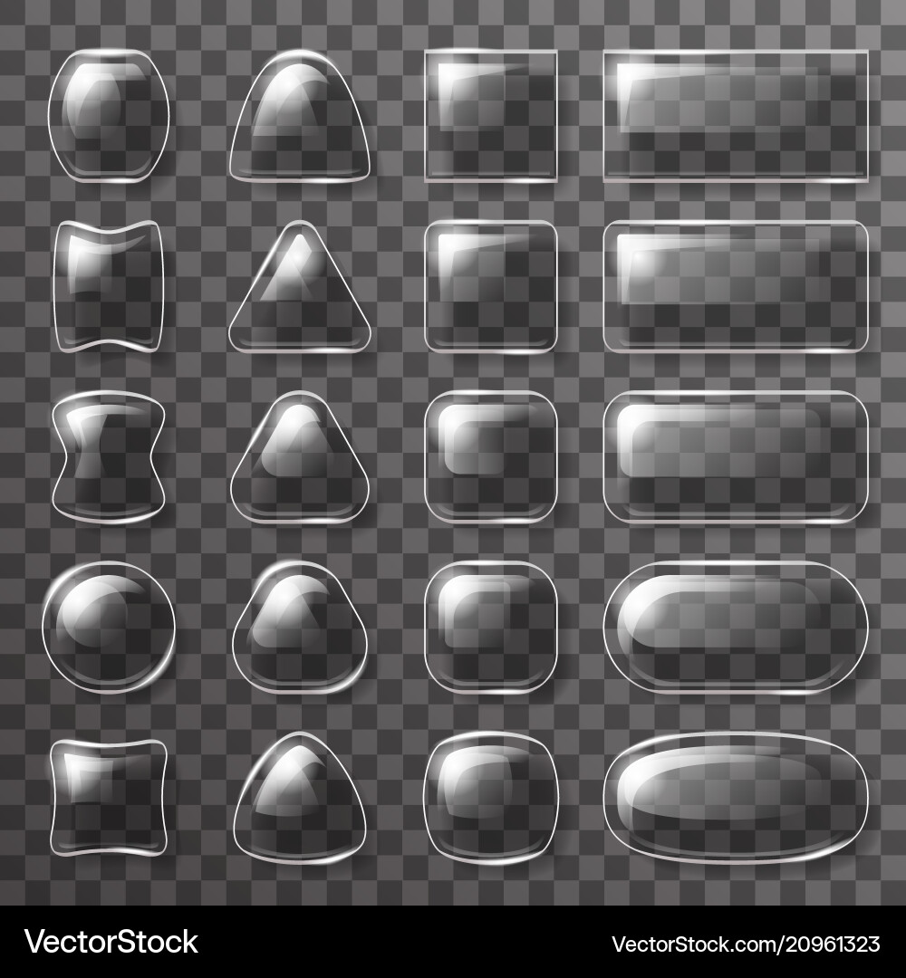 Glass plate ui buttons app icons transparent Vector Image