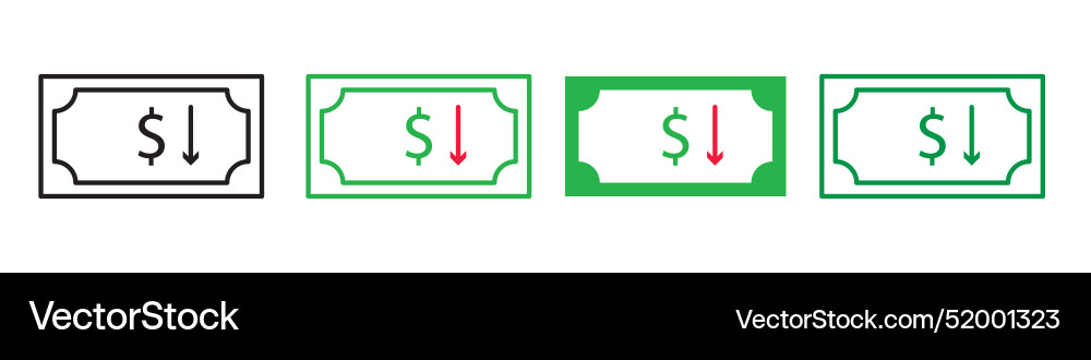 Lower cost icon line art Royalty Free Vector Image