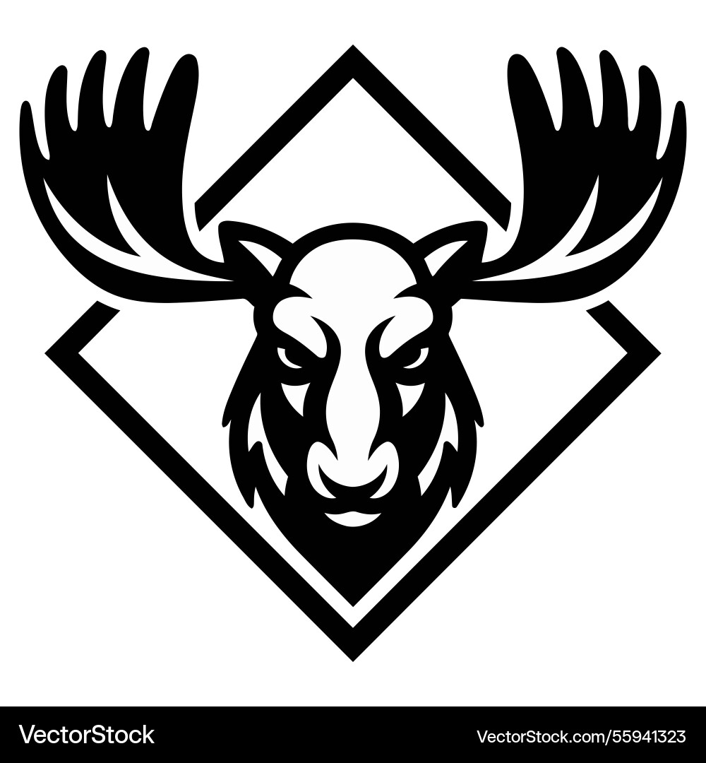 Moose head emblem monochrome design Royalty Free Vector