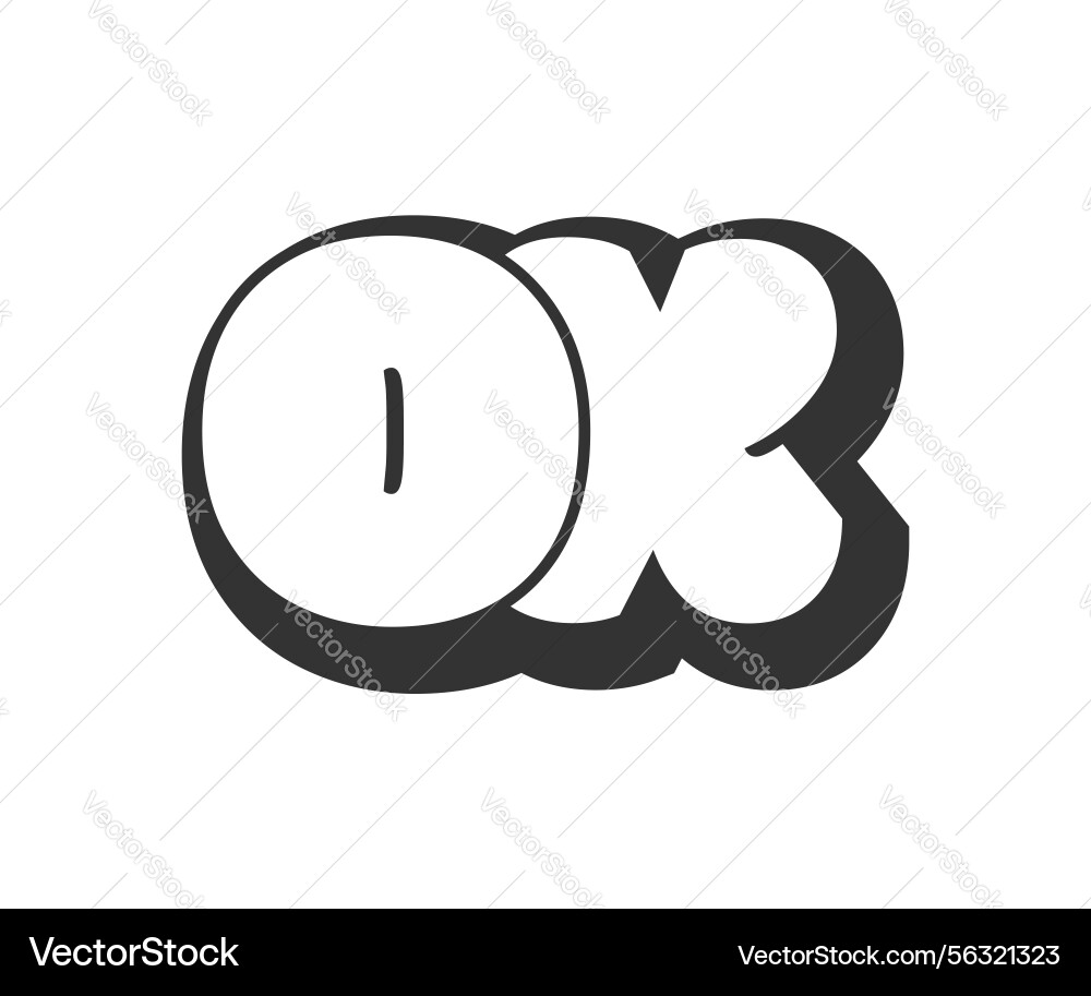 Ox logo bubble comic lettering rounded Royalty Free Vector