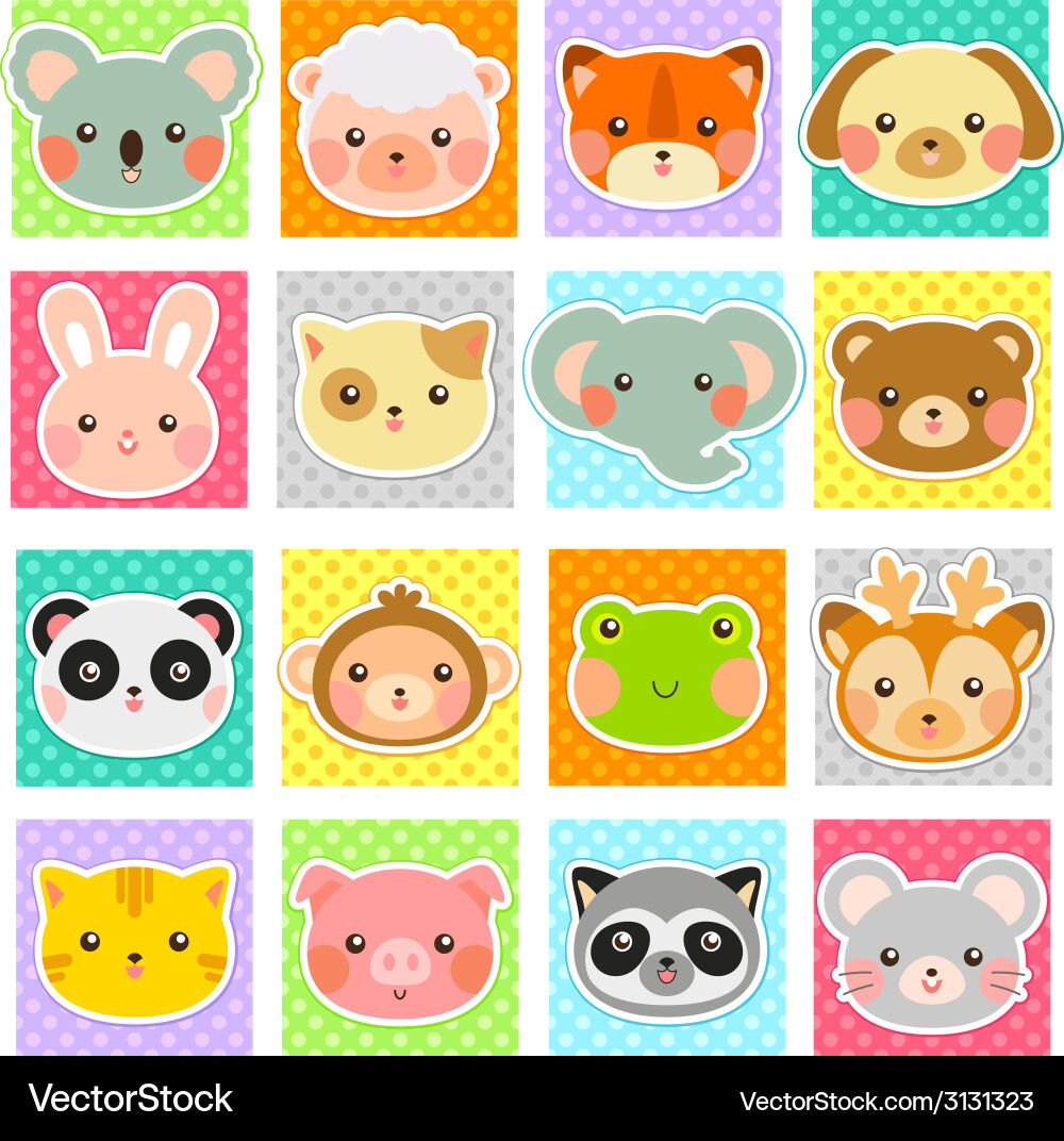 Polka Dot Animal Faces Royalty Free Vector Image