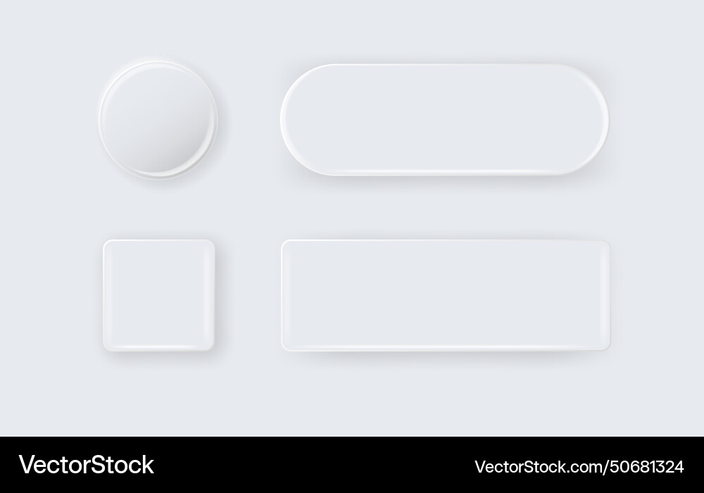 3d round and square white metal plastic Royalty Free Vector